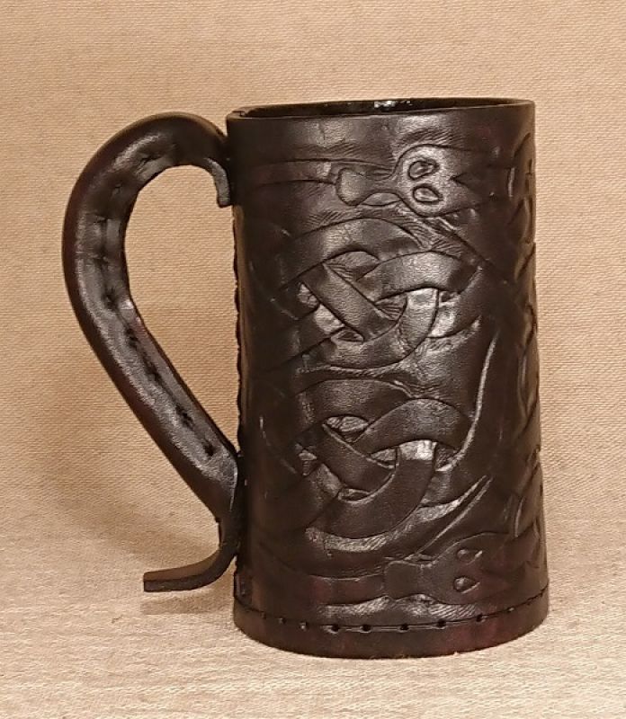 Leather Tankard & Jack Celtic Knot Serpent - Hand Carved • Hidebound